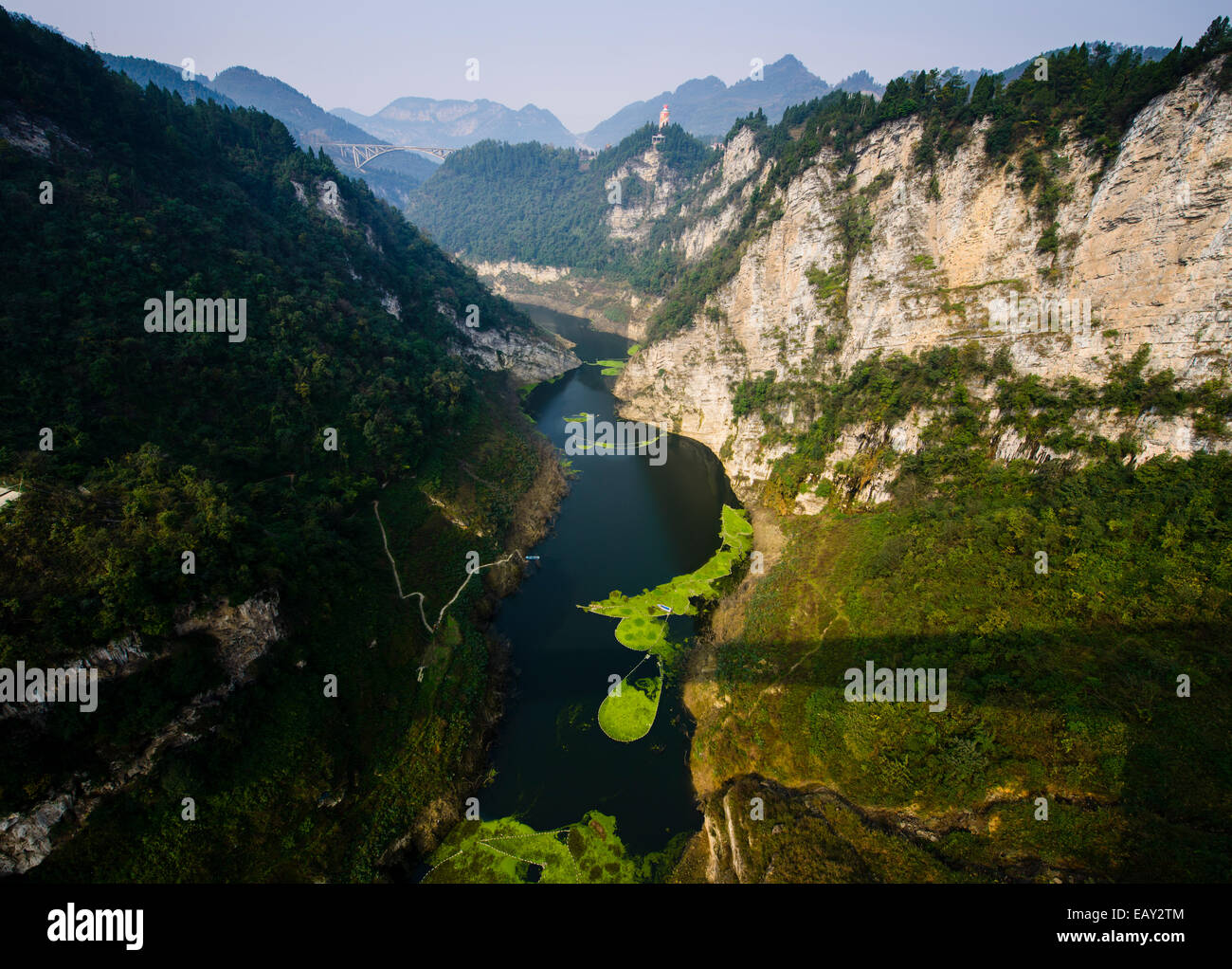 Bridge across the gorges of Guizhou province, China Stock Photo - Alamy
