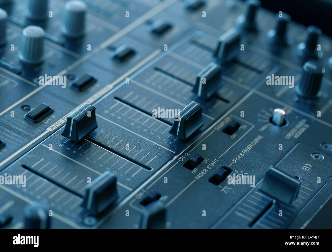 Dj sound mixer with knobs and sliders, closeup Stock Photo - Alamy