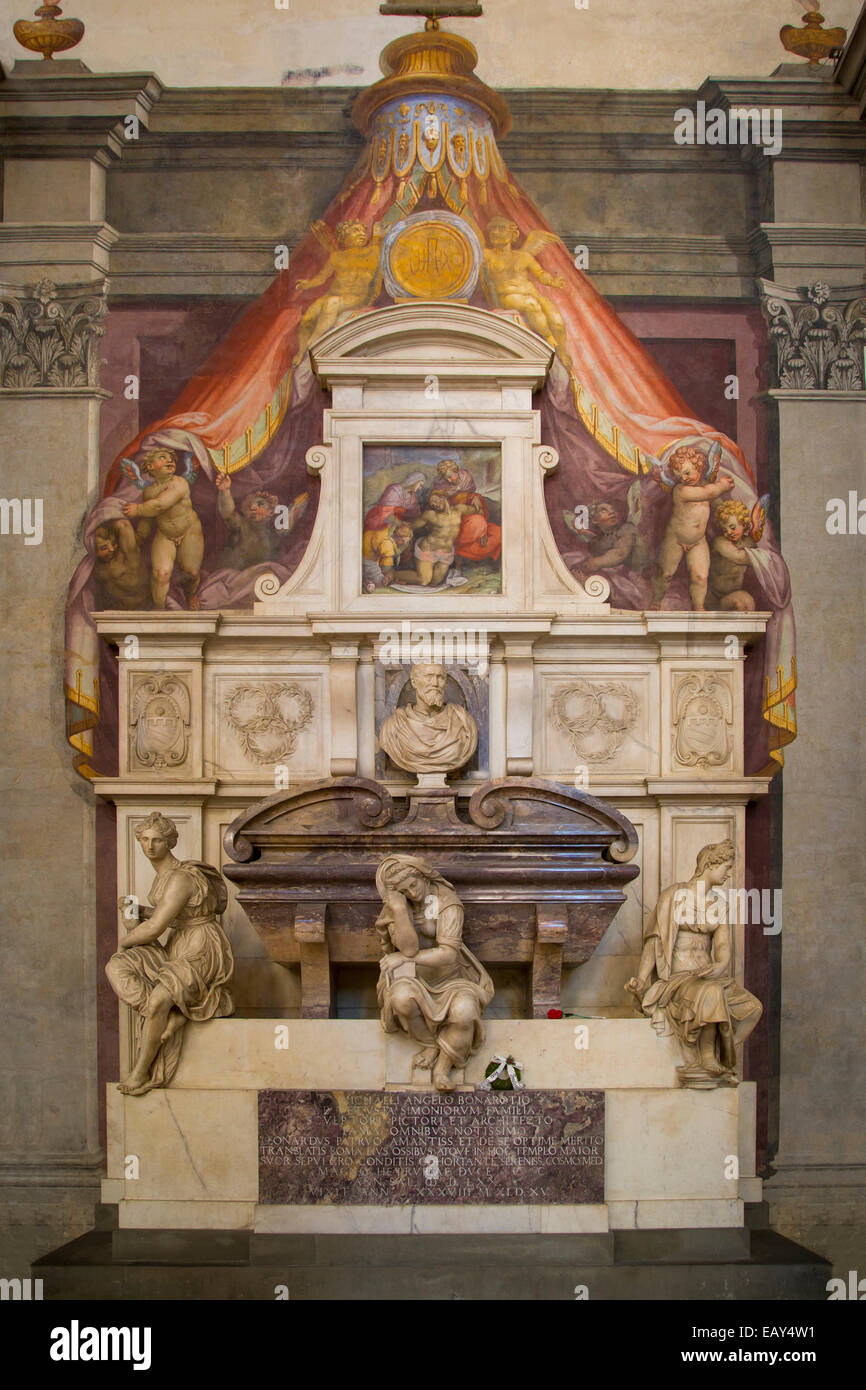 Ornate tomb of Michelangelo inside the church of Santa Croce in ...