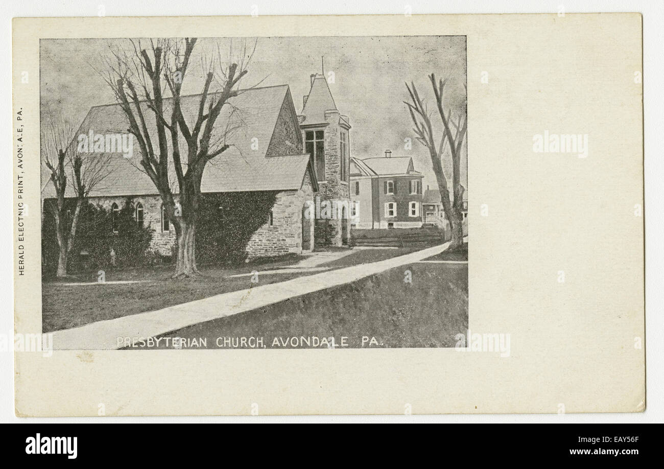 Presbyterian church in Avondale, Pennsylvania from a pre-1923 postcard ...