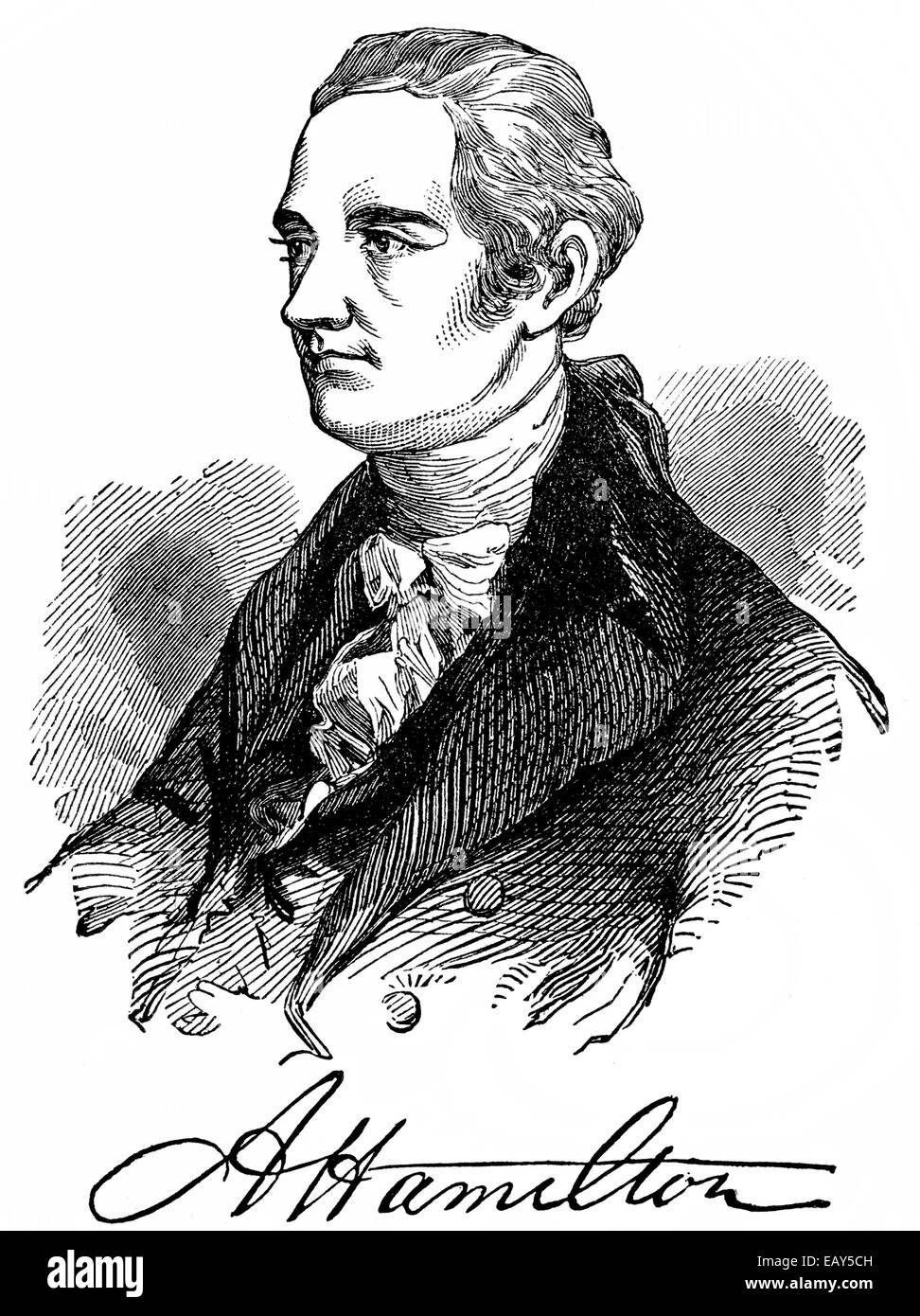 portrait of Alexander Hamilton, 1757 or 1755 to 1804, a politician and ...