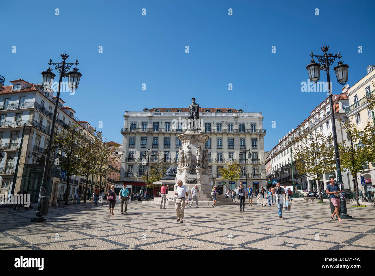 Luis de Camoes Square and Monument, Lisbon, Portugal Stock Photo - Alamy