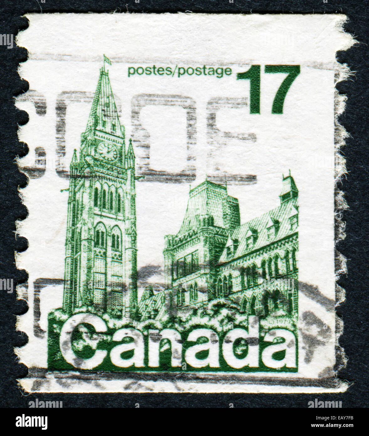 CANADA - CIRCA 1977: A stamp printed in Canada shows parliament, circa ...