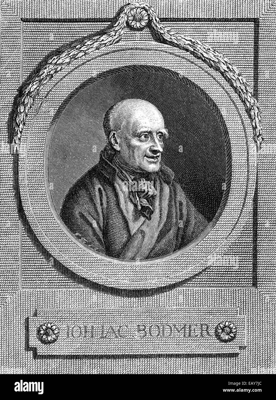 Johann Jakob Bodmer, 1698 - 1783, a Swiss philologist, Johann Jakob ...