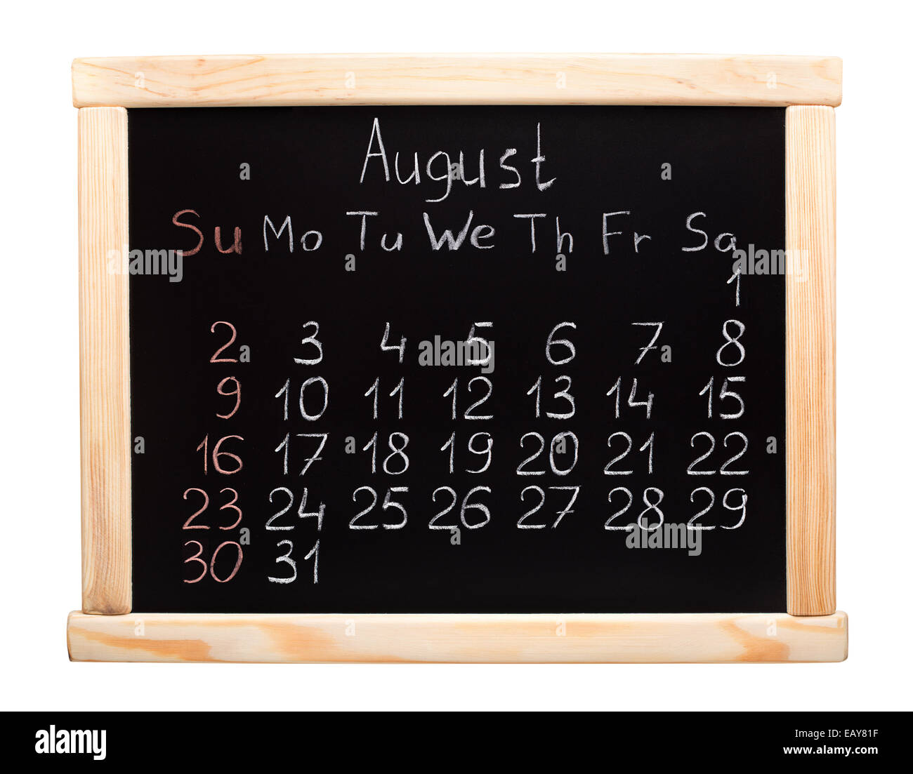 2015 year calendar. August. Week start on sunday Stock Photo - Alamy