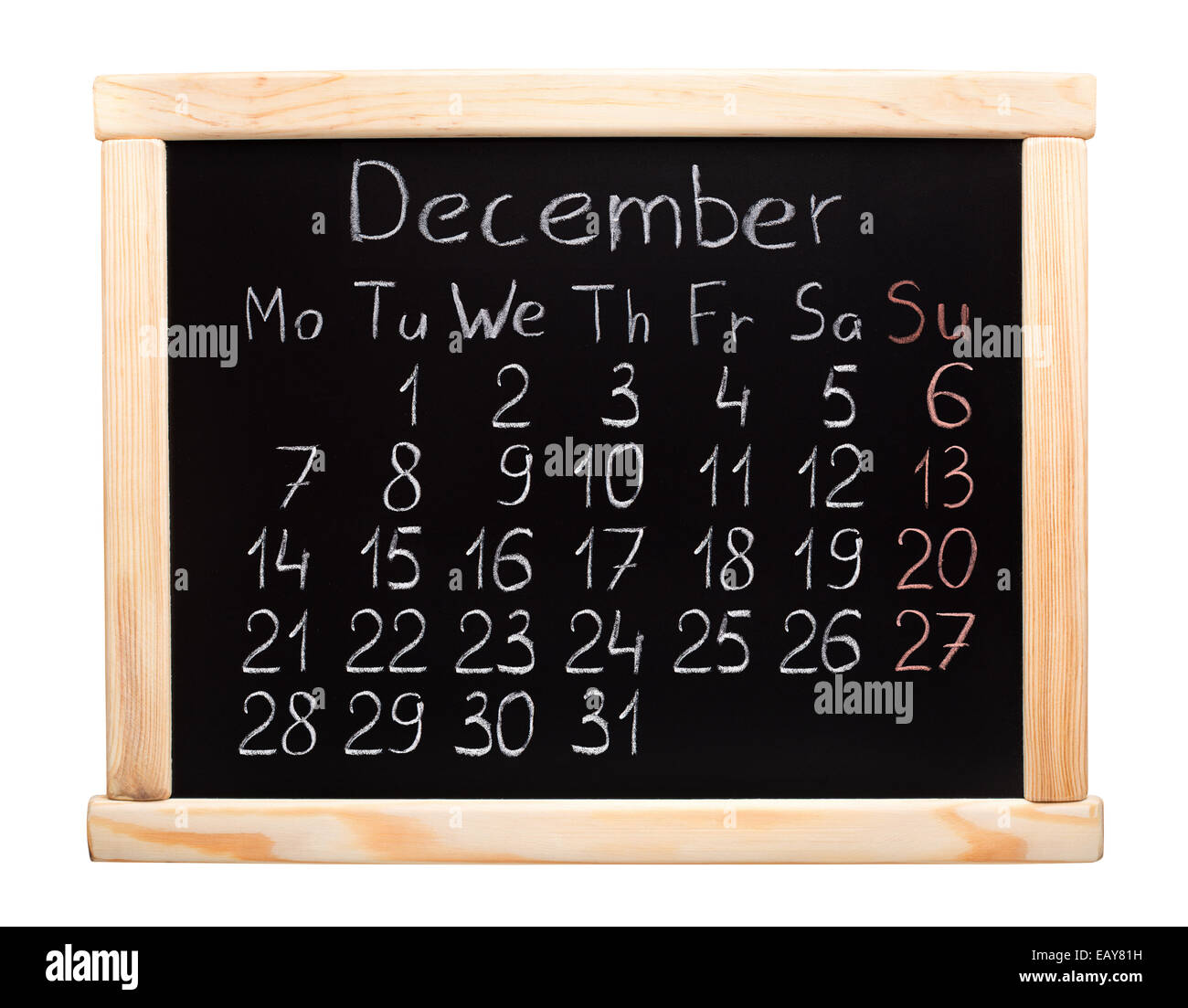 2015 year calendar. December. Week start on monday Stock Photo - Alamy