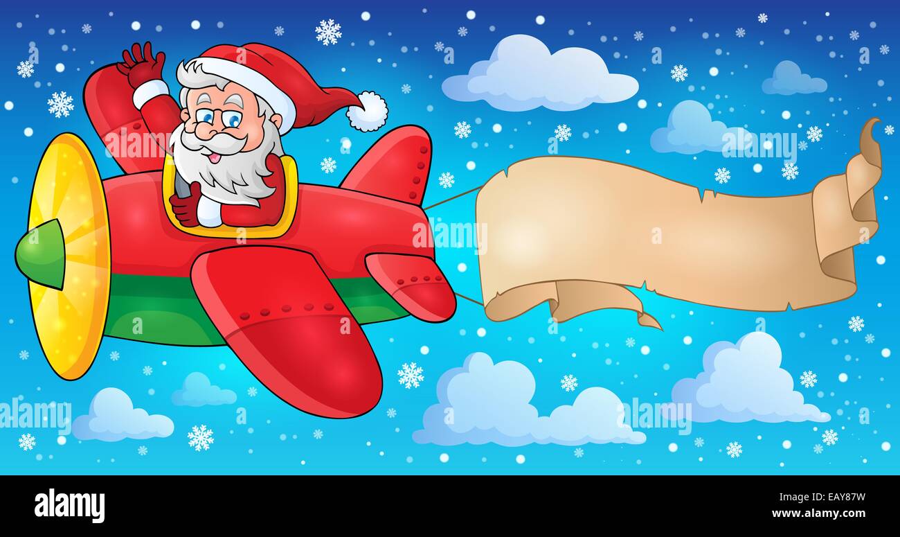 Santa Claus in plane theme image 5 - picture illustration Stock Photo ...