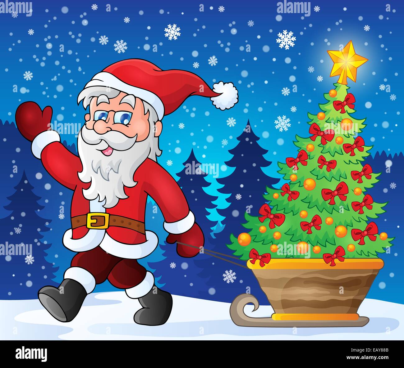 Santa Claus walk theme 2 - picture illustration Stock Photo - Alamy