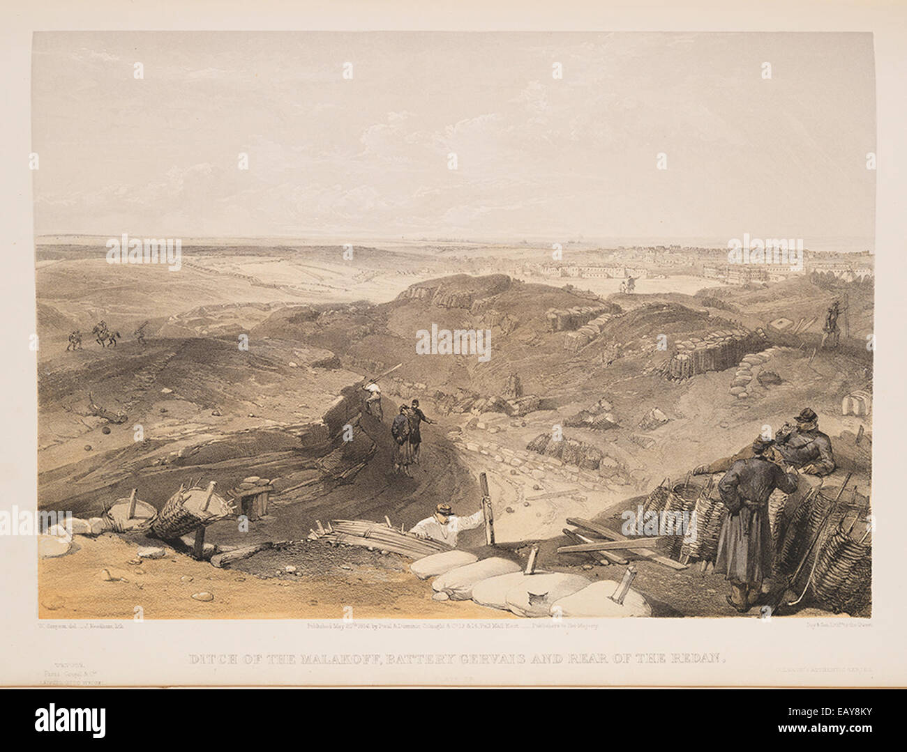 An illustration showing the Ditch of the Malakoff, Battery Gervais, and ...