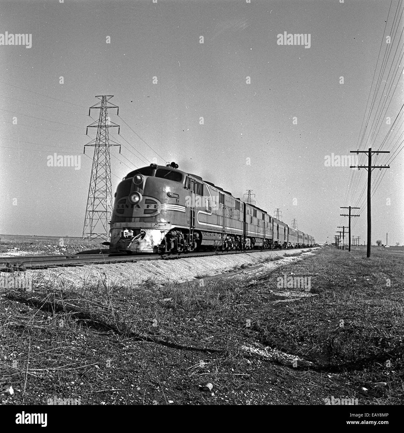 This photograph shows the Atchison, Topeka, & Santa Fe Diesel Electric ...