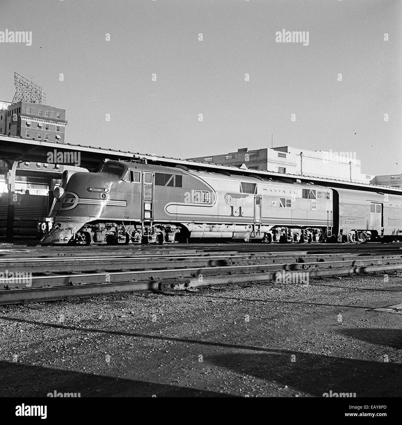 This photograph shows *Atchison, Topeka & Santa Fe Diesel Electric ...