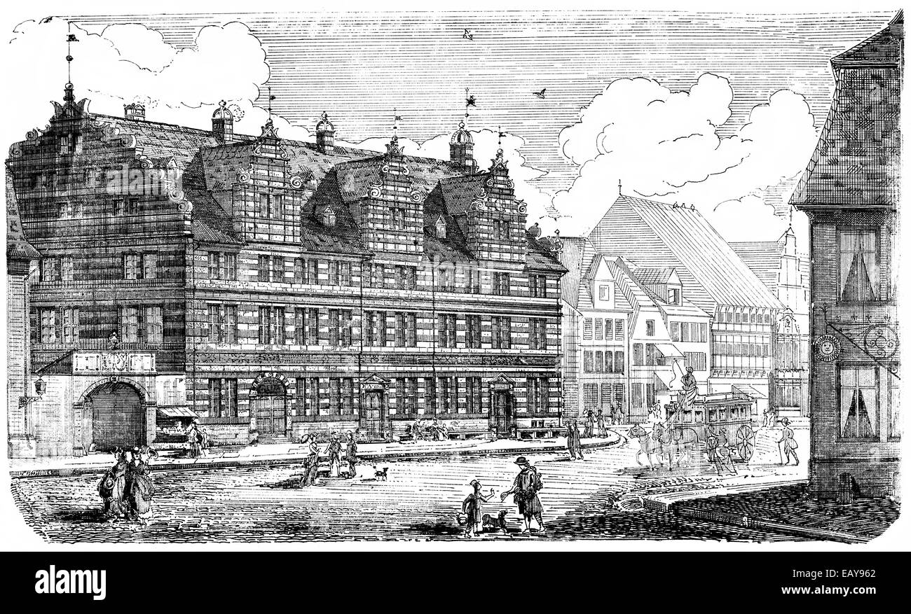 Historical architectural illustration from the 19th Century, 1875 ...