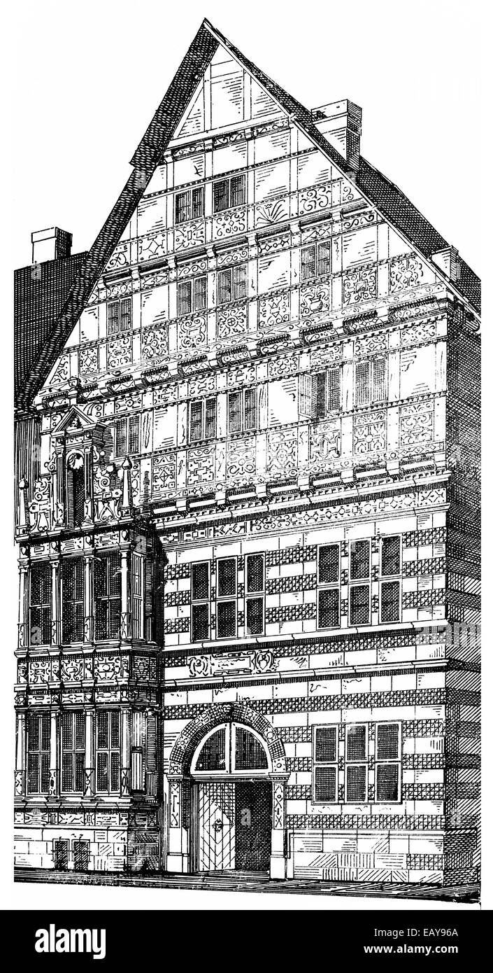 Historical architectural illustration from the 19th Century, 1875 ...
