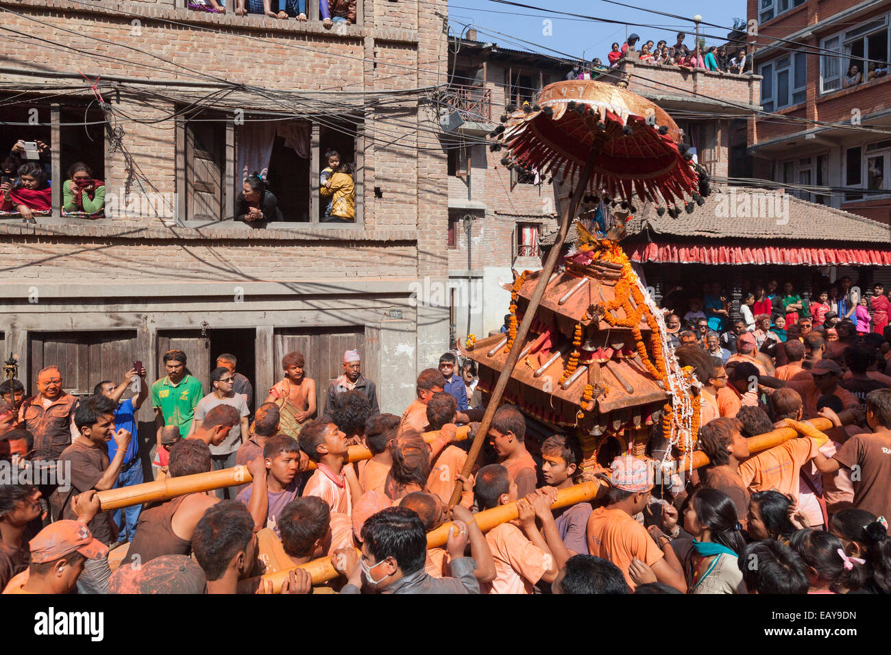 Scenes from the colorful Balkumari Jatra festival celebrating the ...