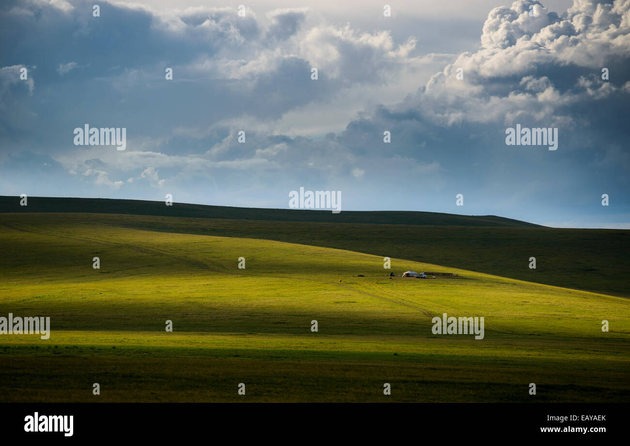 Yurt at Mongolian steppe, Mongolia Stock Photo - Alamy