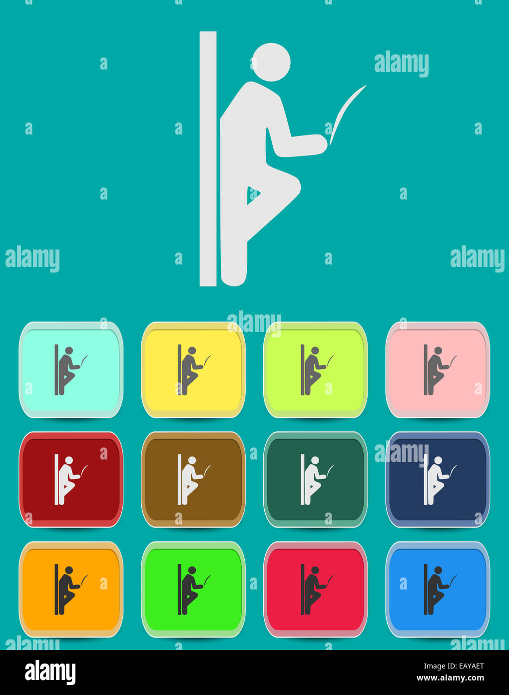 Pictogram of a man reading the newspaper Stock Photo - Alamy