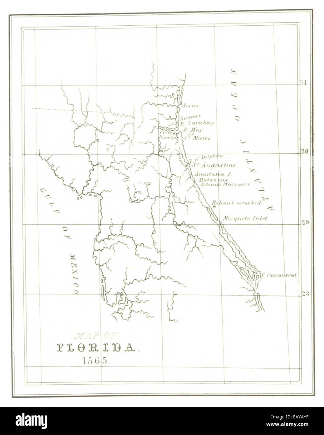 This 1858 map by Fairbanks presents Florida as it was depicted in 1565 ...