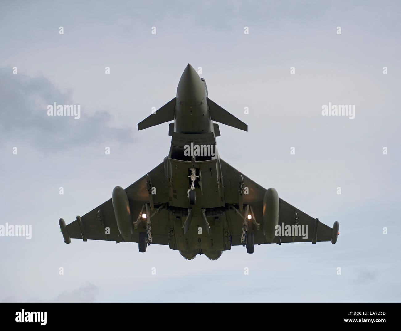 Eurofighter Typhoon FRG4 Military Fast Jet Fighter on approach to RAF ...