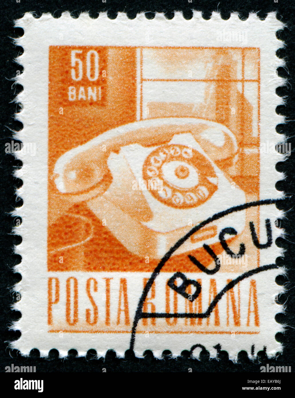 ROMANIA - CIRCA 1967: A stamp printed in Romania Shows Telephone, circa ...