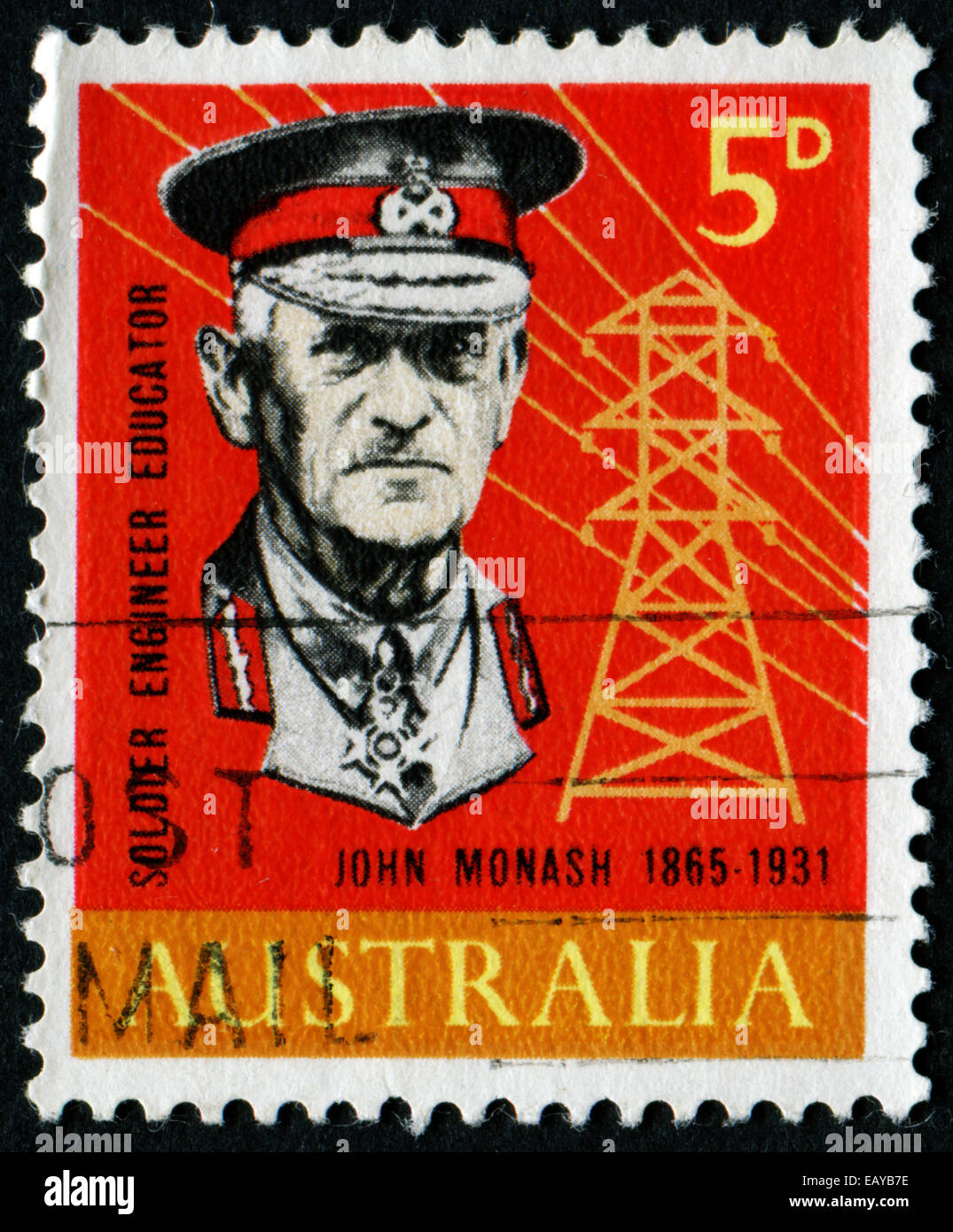 AUSTRALIA - CIRCA 1965: A stamp printed in Australia shows portrait of ...
