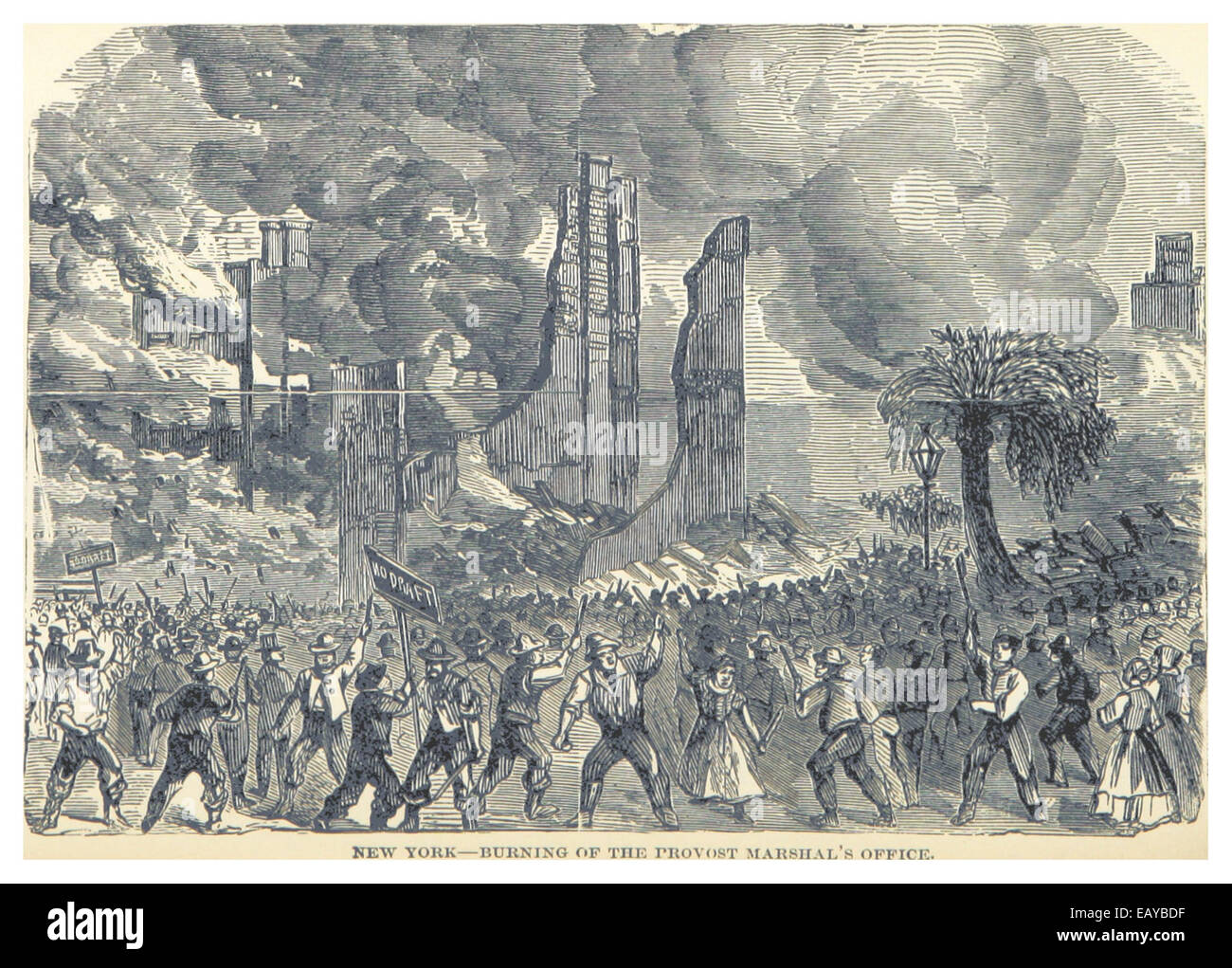 This 1882 illustration depicts the burning of the Provost Marshal's ...