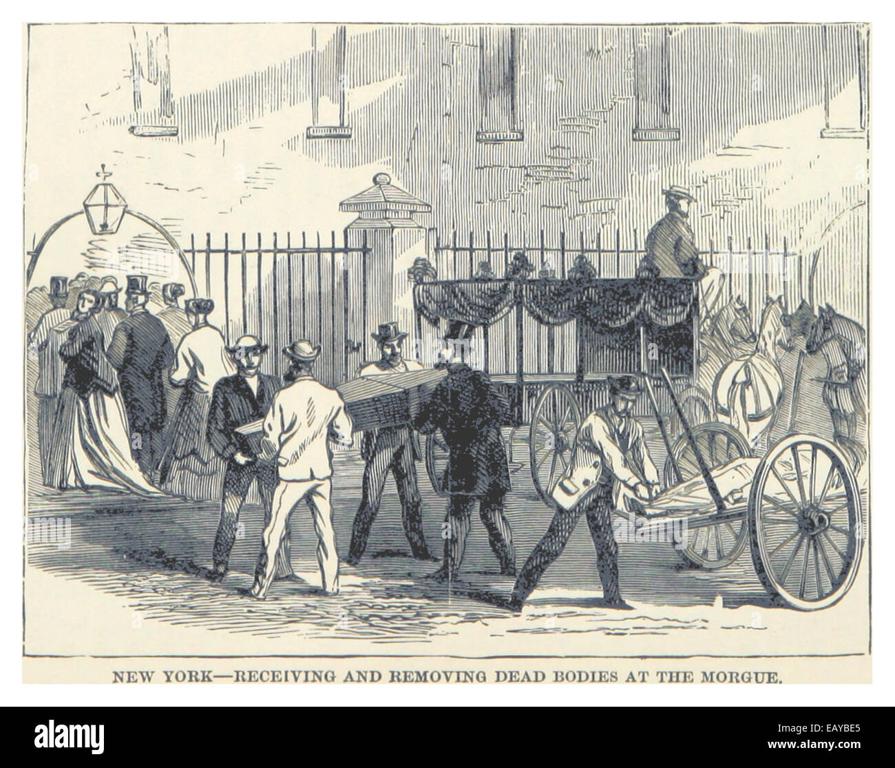 This 1882 illustration by Headley depicts a scene at a morgue in New ...