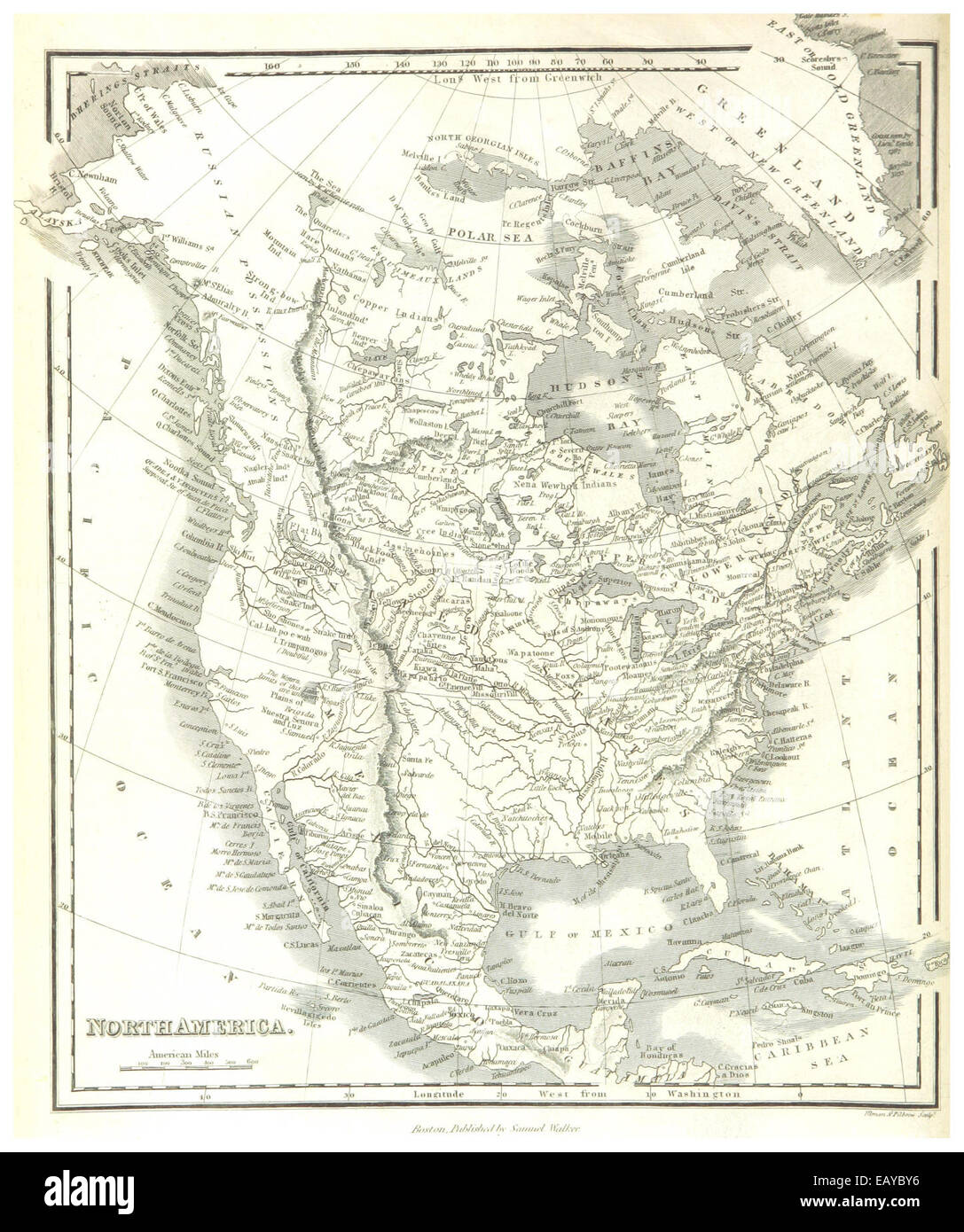 This 1834 illustration by Hinton features a map of North America ...