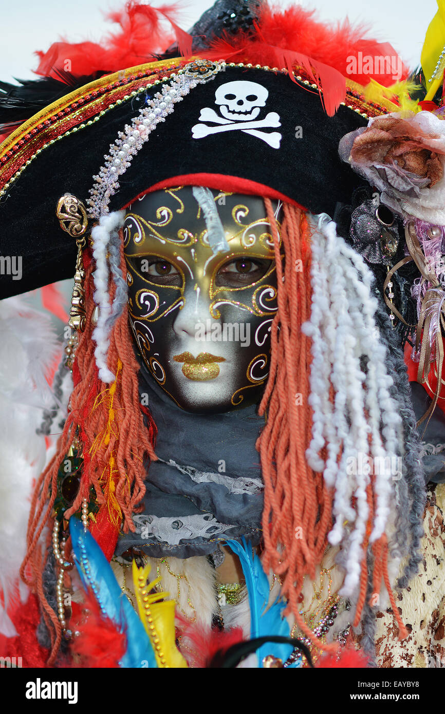Woman with pirate masquerade and costume, Carnival Venice Stock Photo ...