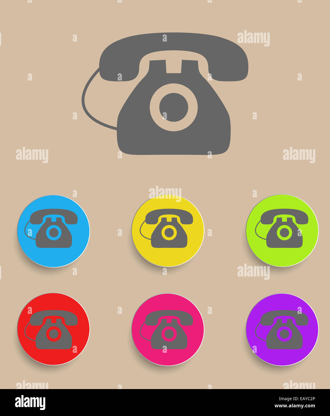 vector old phone icons with color variations Stock Photo - Alamy