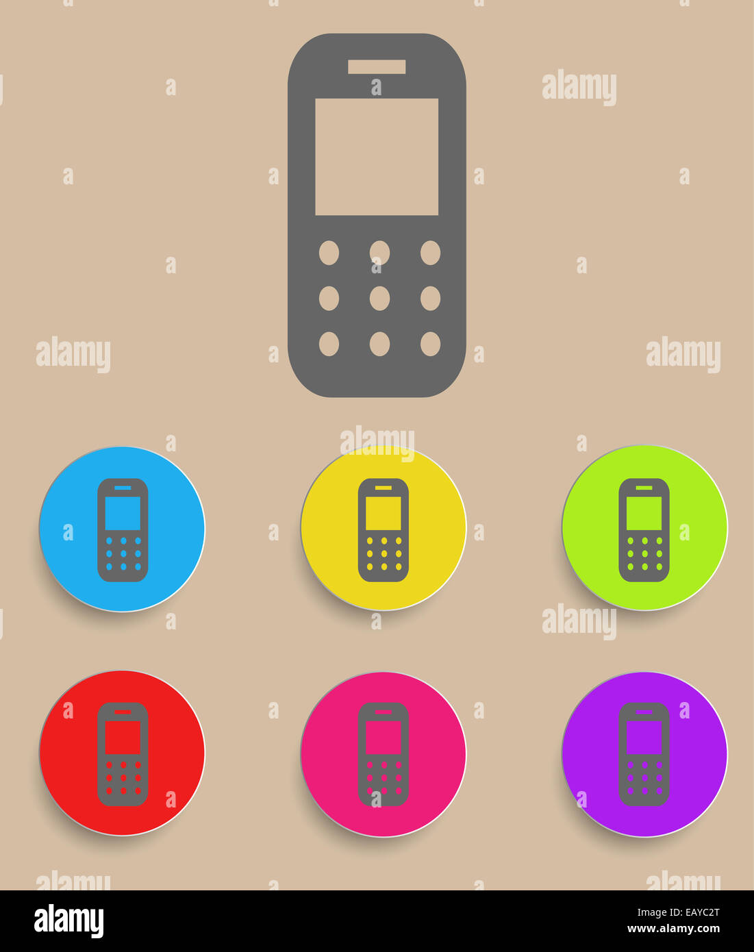 Mobile phone - Vector icon with color variations Stock Photo - Alamy