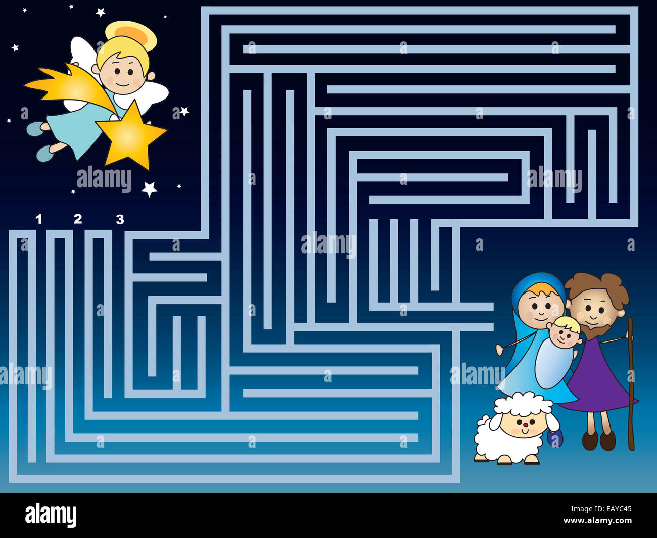 christmas game for children: maze Stock Photo - Alamy
