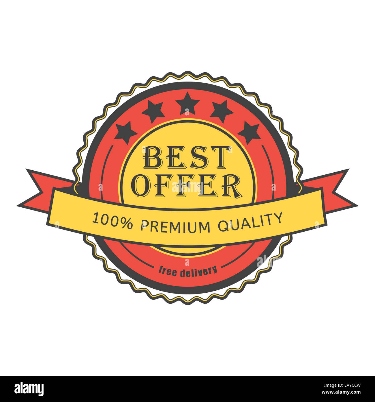 Retro vintage Best Offer label with ribbon and stars. Vector ...