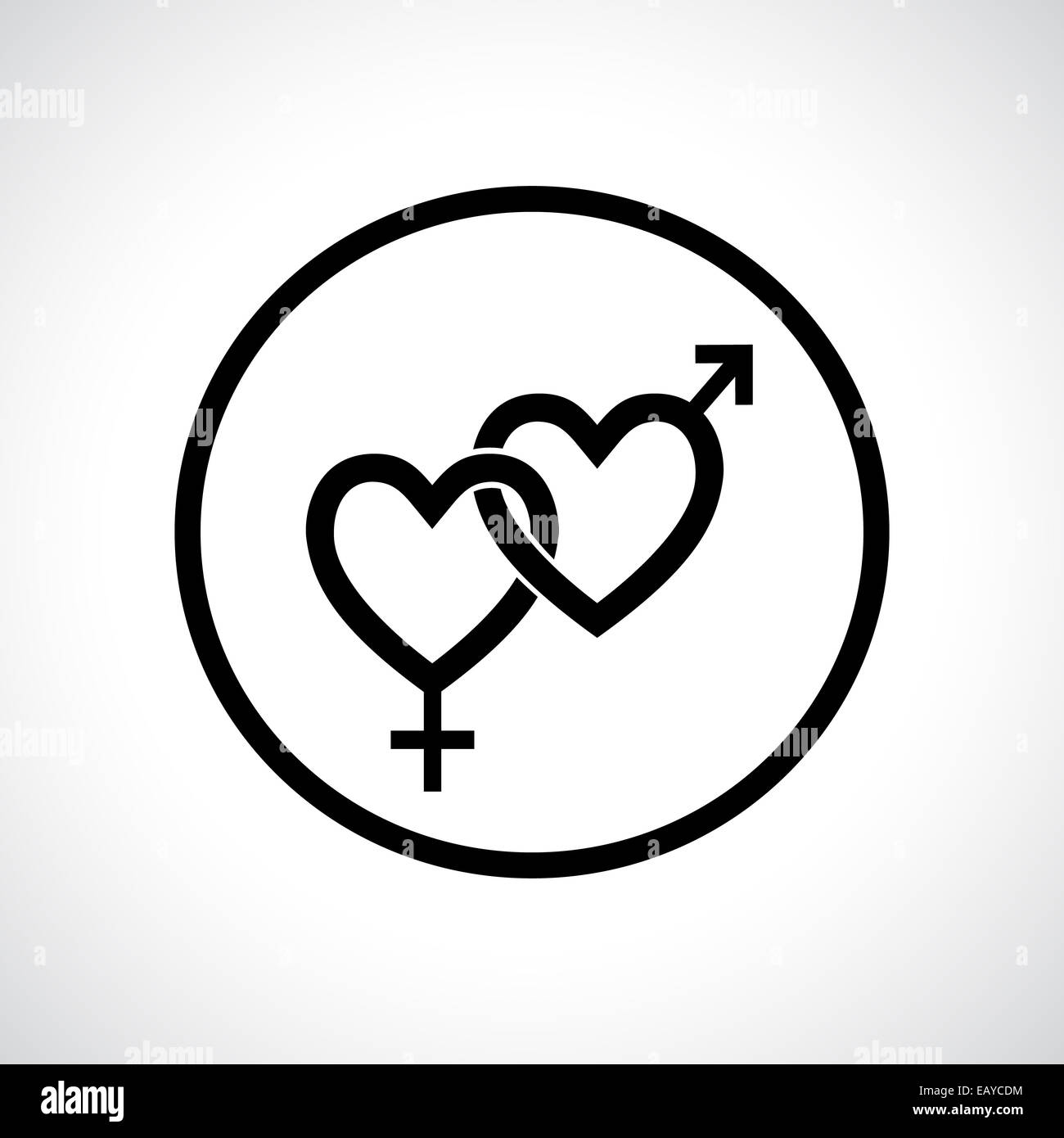 Couple gender icon. Black flat symbol in a circle Stock Photo - Alamy
