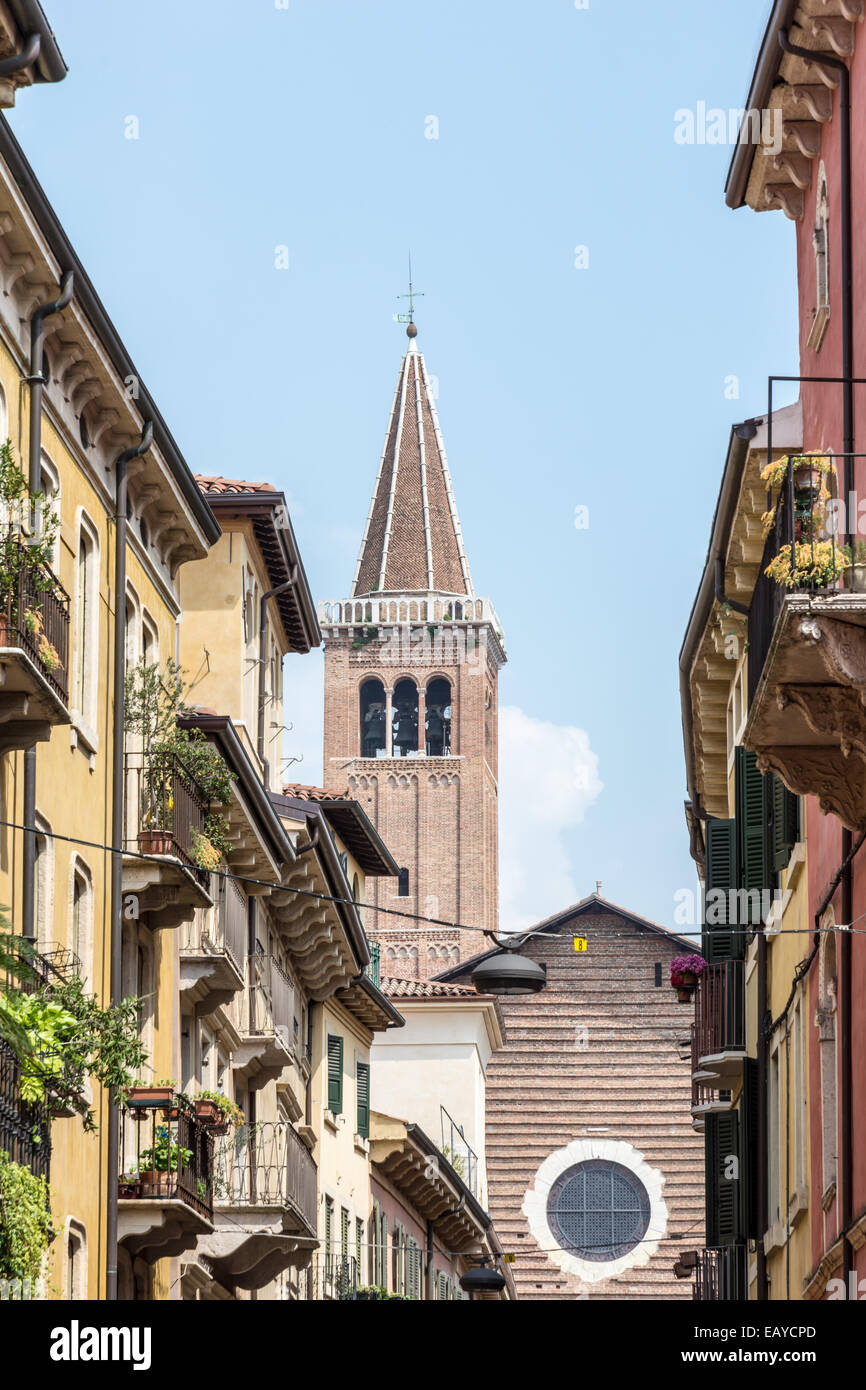 Allay in Verona with view to Sant Anastasia church Stock Photo - Alamy