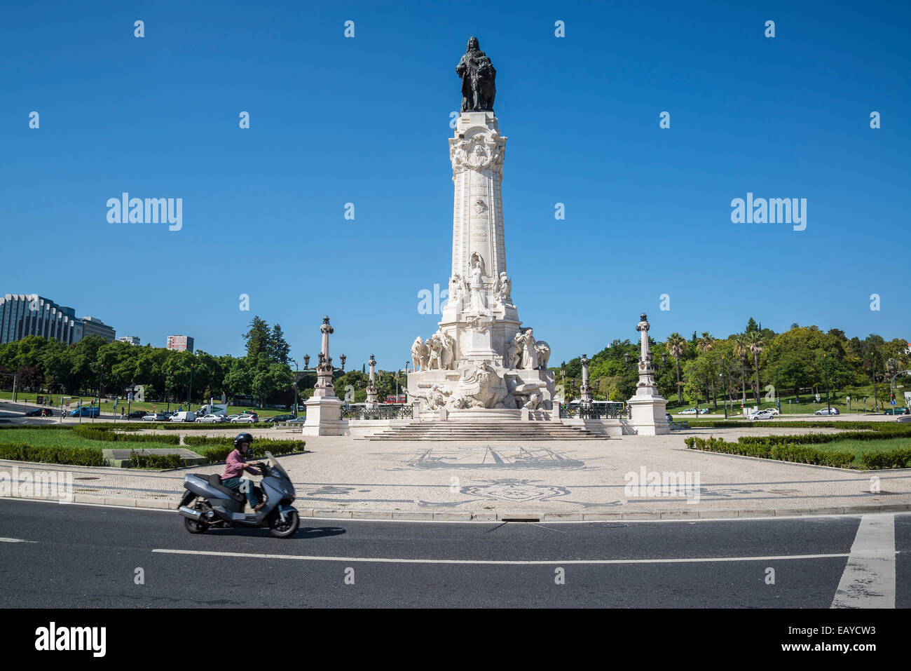 Marquis of Pombal Square, and Monument, Lisbon, Portugal Stock Photo ...