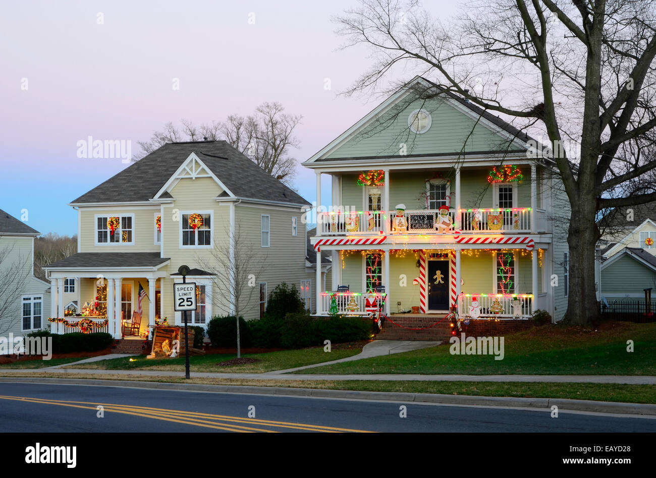 These traditional, Victorian-style homes in a Christmas town/village ...