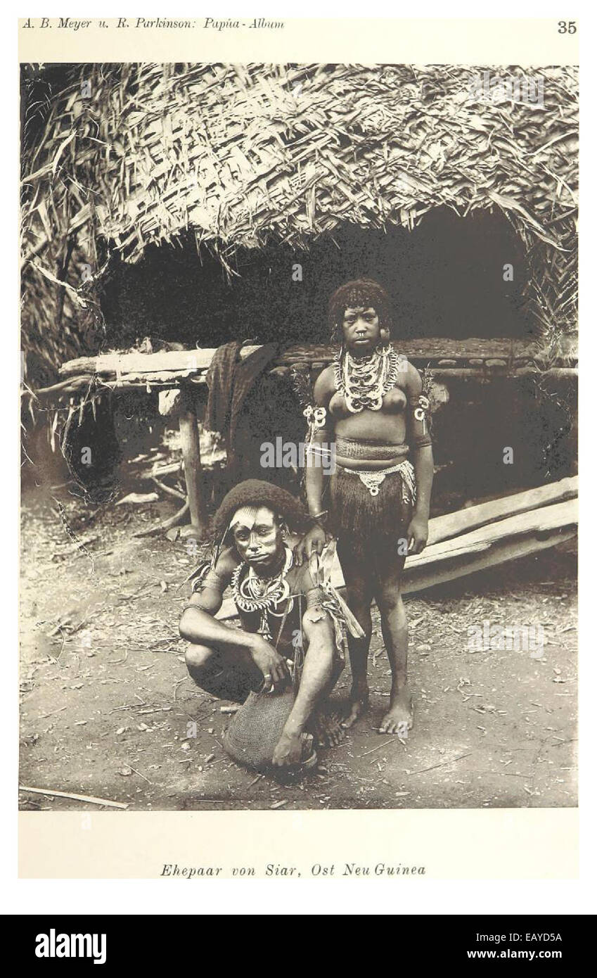 This illustration, titled 'Papua-Typen, Tafel 35', features various ...