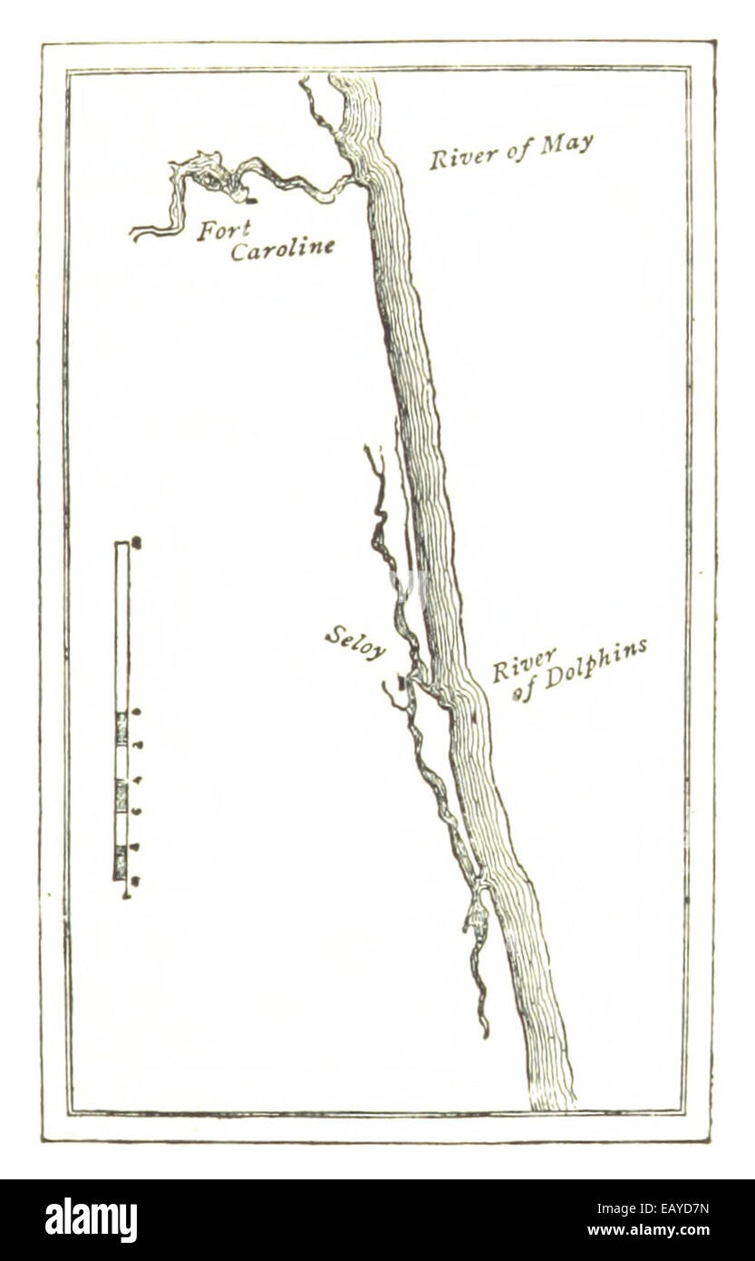This 1885 illustration by Reynolds depicts Fort Caroline, a French ...