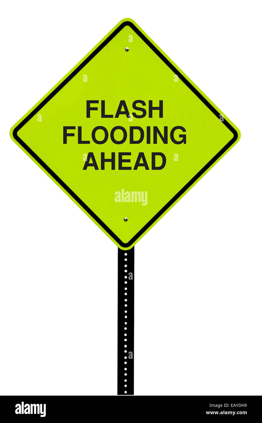 Flash Flooding Ahead Road Sign Stock Photo - Alamy