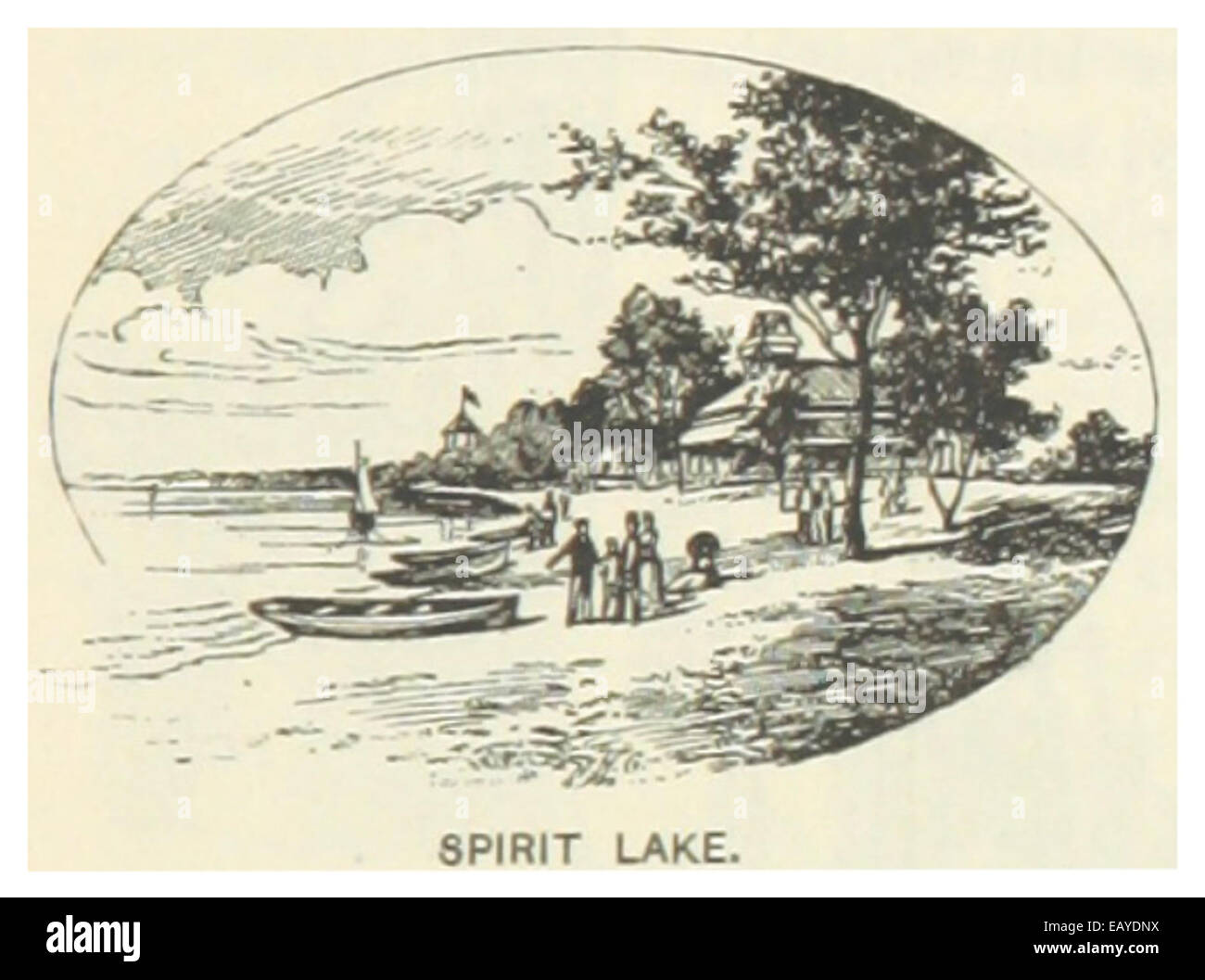 This 1891 entry shows Spirit Lake in Iowa, a natural landmark known for ...