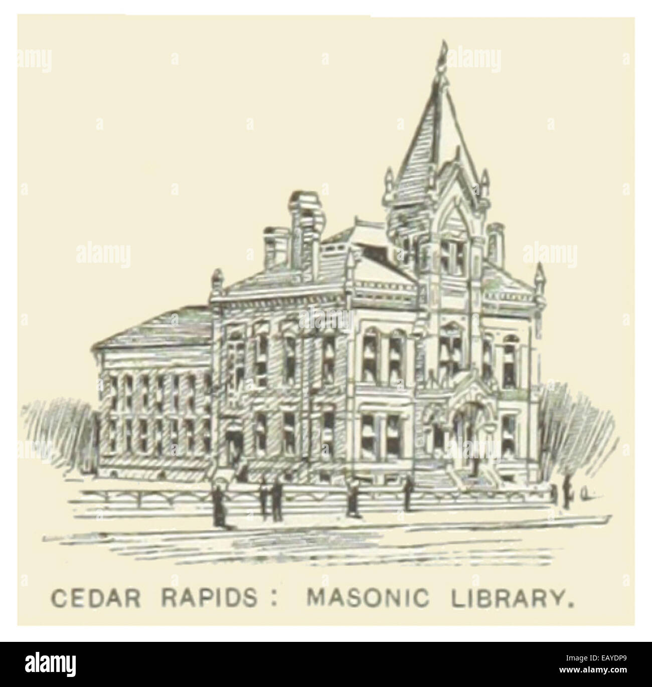 This 1891 map features the Masonic Library in Cedar Rapids, Iowa ...