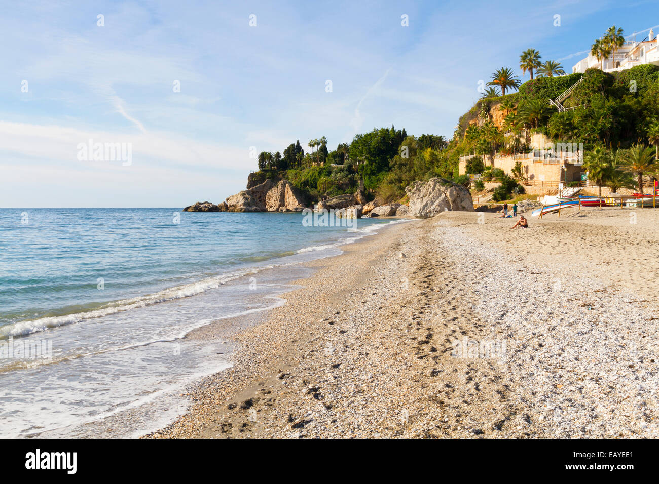 Playa Del Burriana beach in Nerja Spain on the Costa Del Sol Stock ...