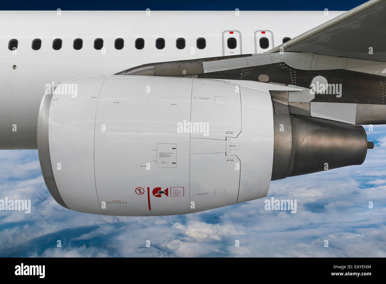 Detail view of the engine of a passenger jet inflight Stock Photo - Alamy