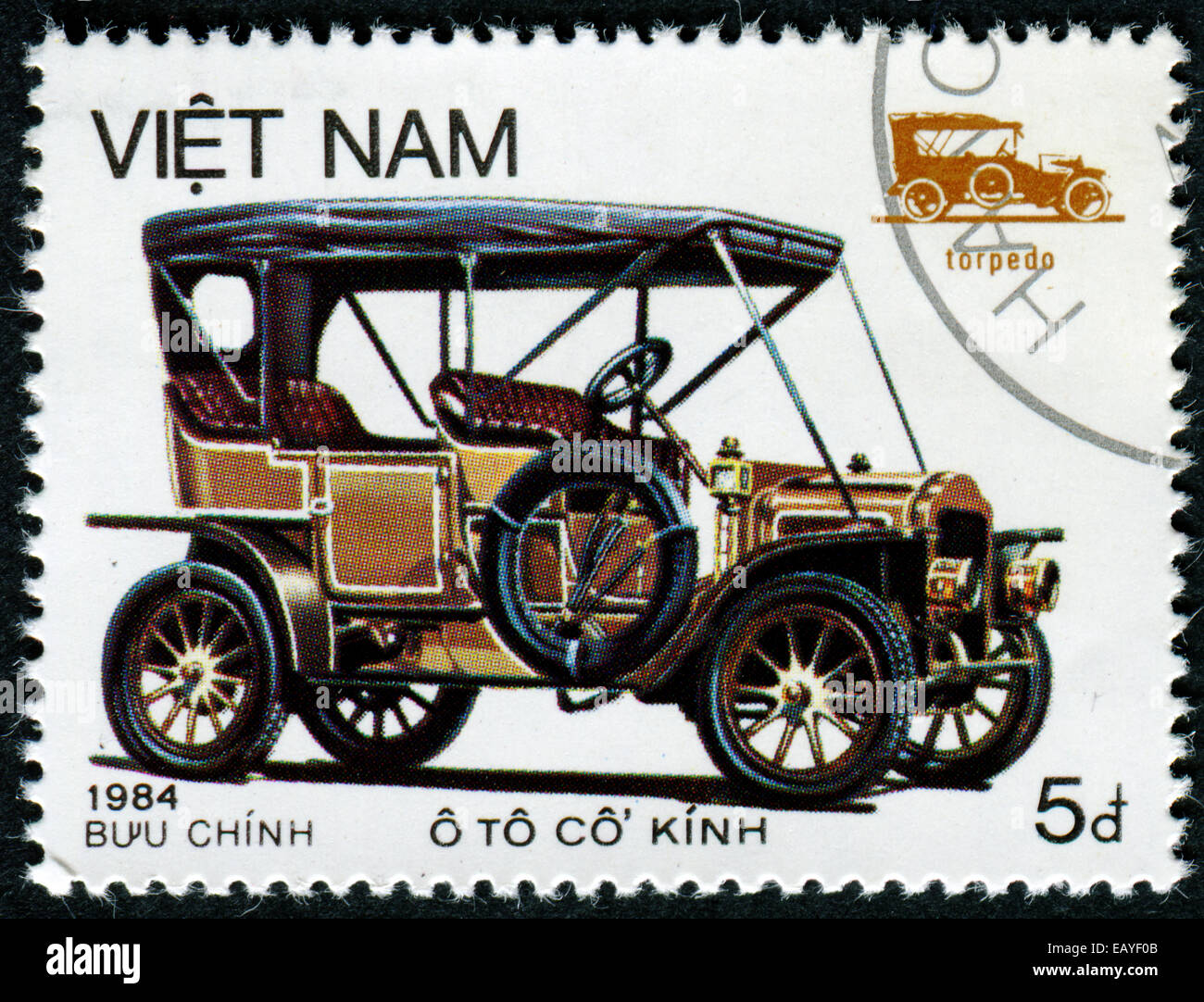 VIETNAM - CIRCA 1984: A stamp printed by VIETNAM shows old car, series ...