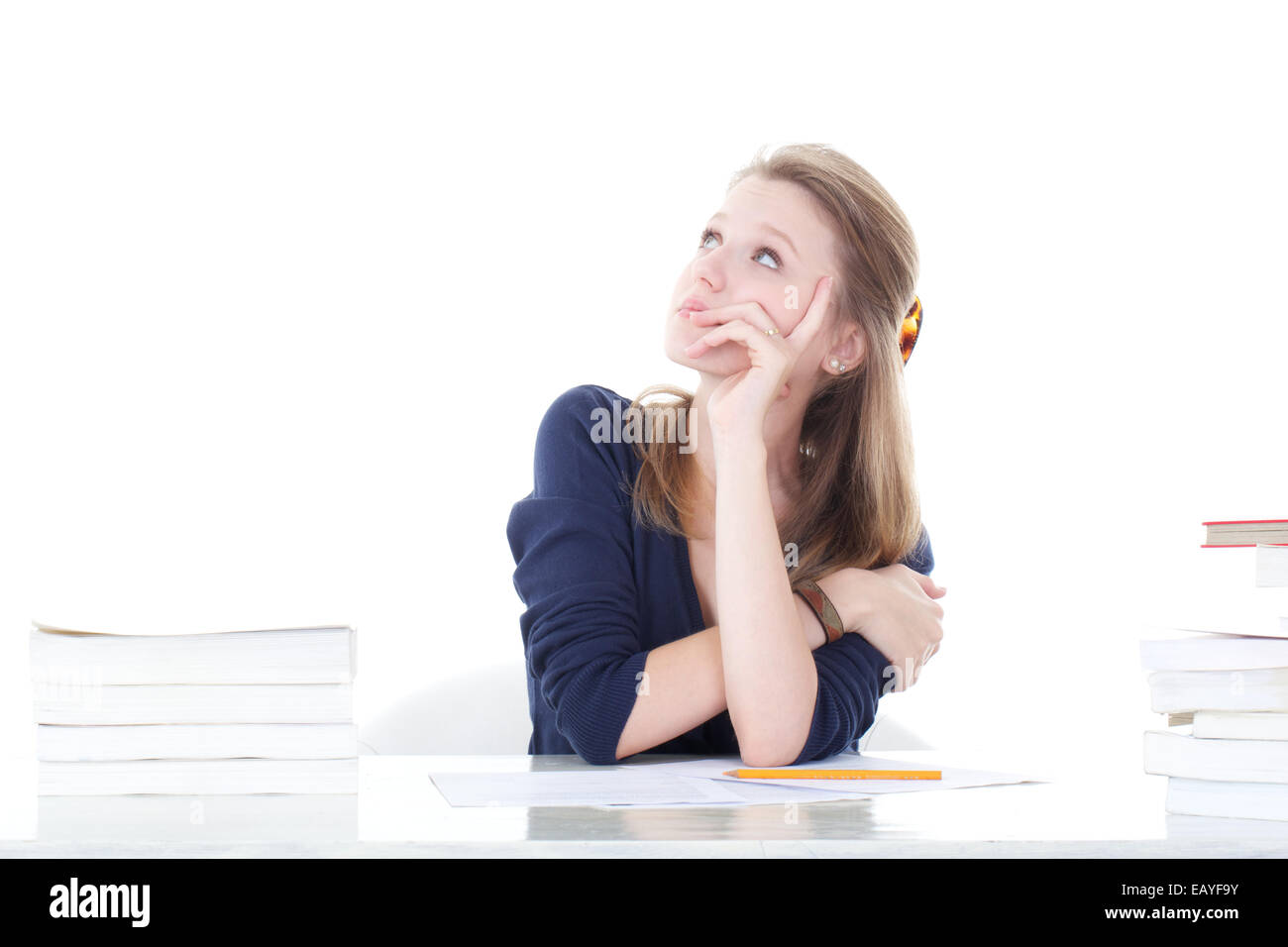 Student thinking book hi-res stock photography and images - Alamy