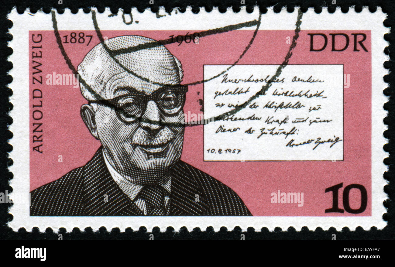 GERMANY- CIRCA 1976: stamp printed by Germany, shows Arnold Zweig and ...
