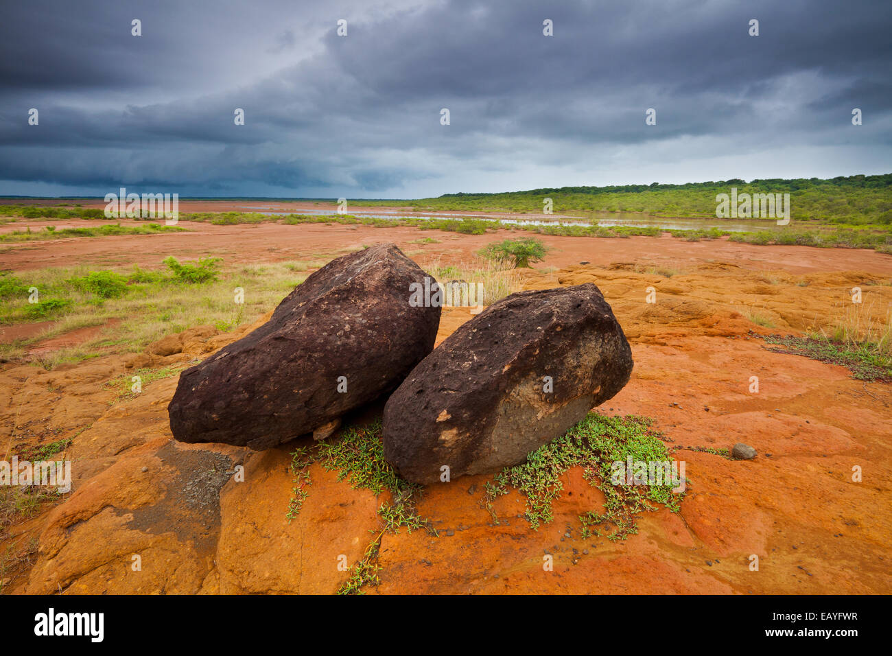 Volcanic rock in the Sarigua national park (desert), Herrera province ...