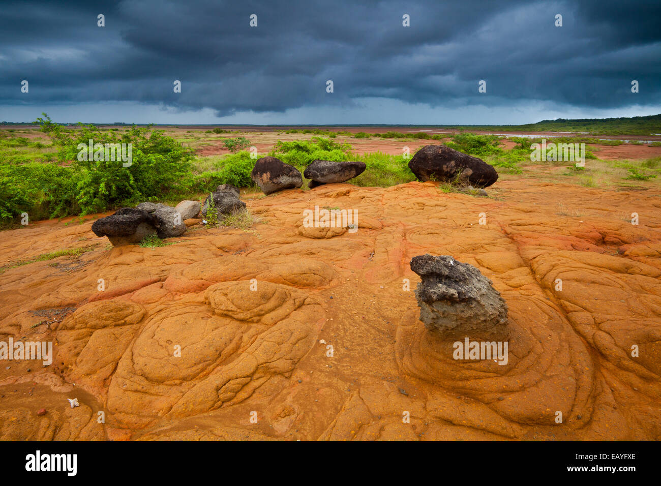 Volcanic rock in the Sarigua national park (desert), Herrera province ...