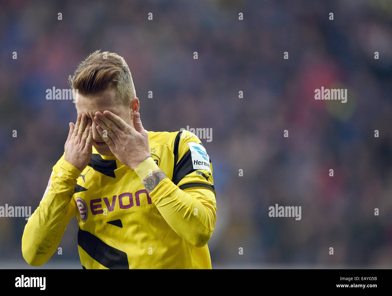 Paderborn, Germany. 22nd Nov, 2014. Dortmund's Marco Reus celebrates ...