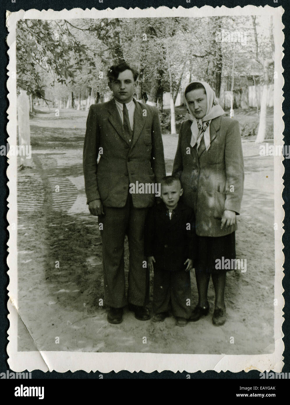 USSR - CIRCA 1970s: An antique photo shows Family in the garden, USSR ...